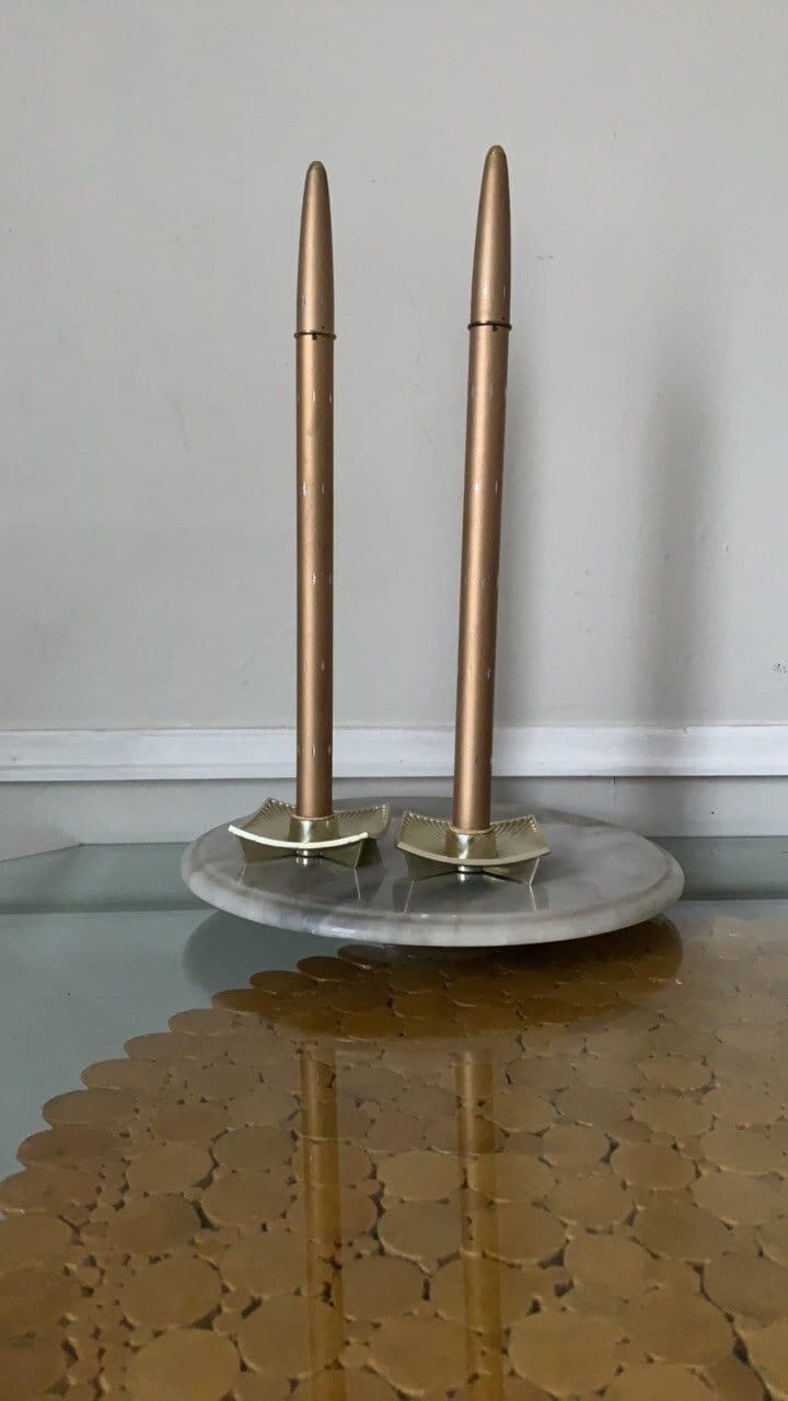 MCM Gold Starburst Ronson/ Varaflame 12 Inch Butane Candles with Holde ...