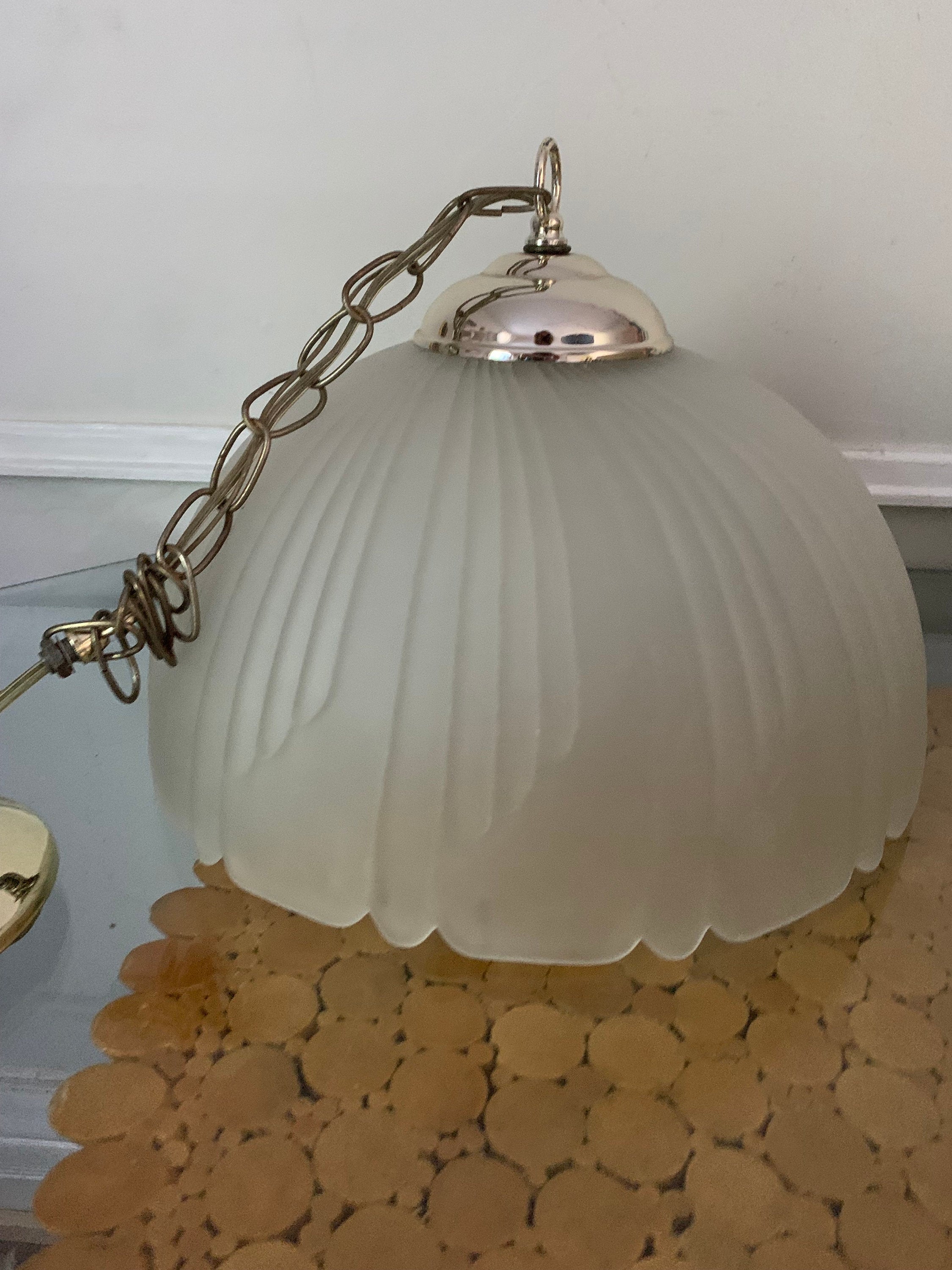 Retro Large Clear Frosted Glass Shade Ceiling Light – sundayrestoration