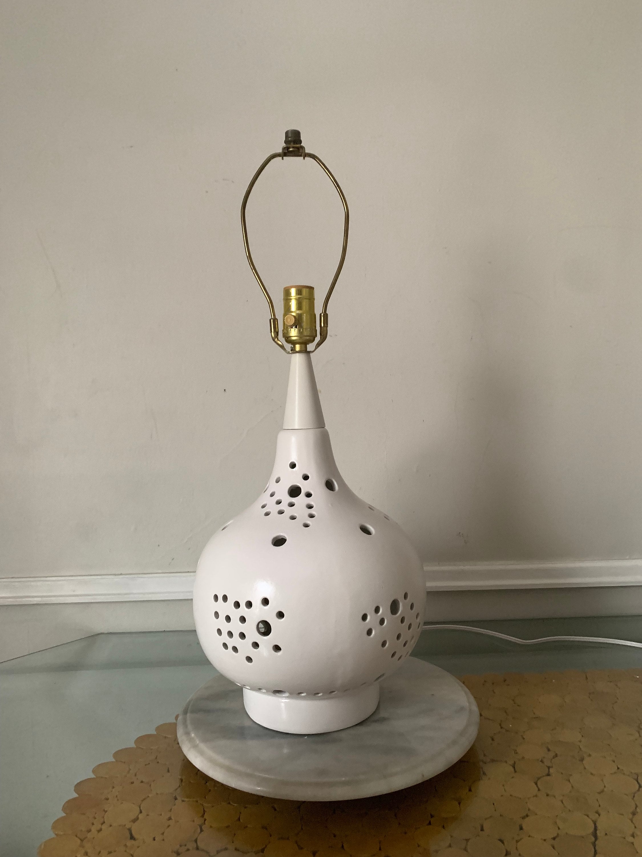 Vintage White Ceramic with Cut Outs No Shade – sundayrestoration